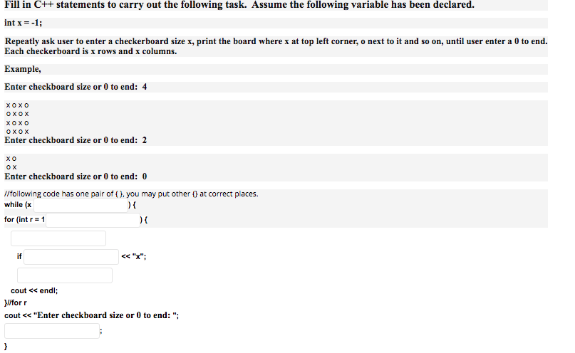 Solved Fill in C++ statements to carry out the following | Chegg.com