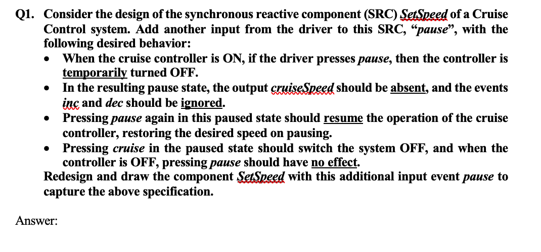 . Q1. Consider the design of the synchronous reactive | Chegg.com