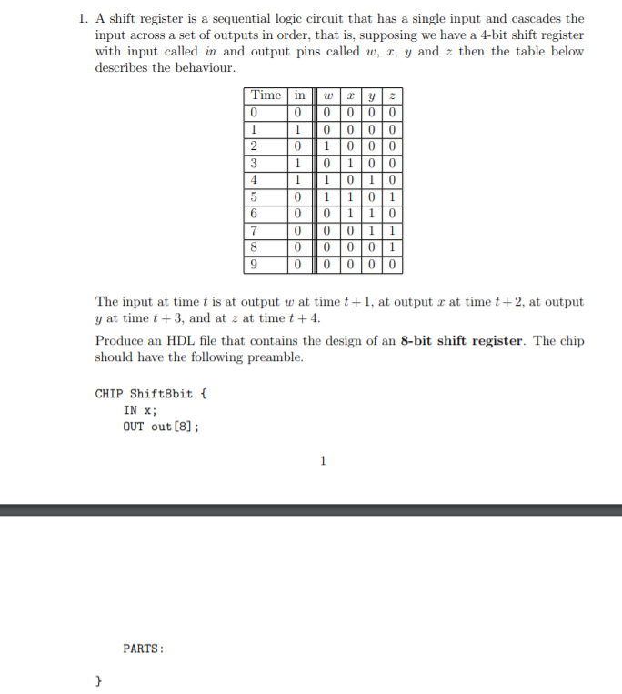 Solved 1. A shift register is a sequential logic circuit | Chegg.com