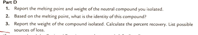 Solved Part D. Use of Extraction to Isolate a Neutral | Chegg.com