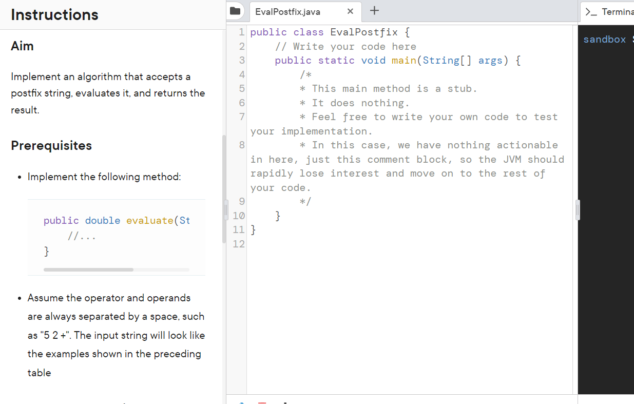 Solved Aim Implement an algorithm that accepts a postfix | Chegg.com