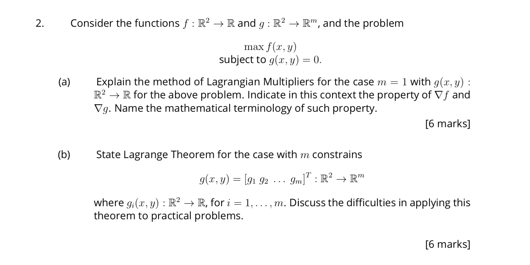 Solved Consider the functions f:R2→R and g:R2→Rm, and the | Chegg.com