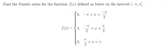 Solved Find the Fourier series for the function f(x) defined | Chegg.com