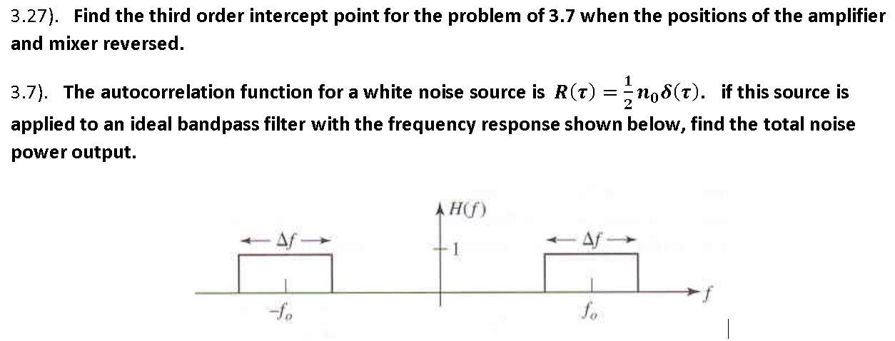 Solved 3.27). Find the third order intercept point for the | Chegg.com