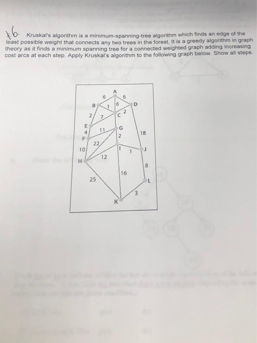 Solved \6 Kruskal's algorithm is a minimum-spanning-tree | Chegg.com