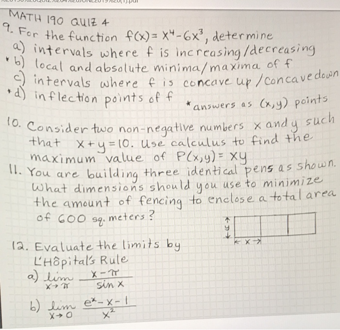 Solved MATH 190 auiz 4 .For the function f(x) X-6x3, | Chegg.com