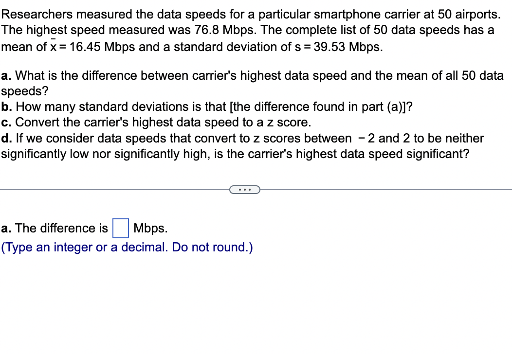 Solved Researchers measured the data speeds for a particular | Chegg.com