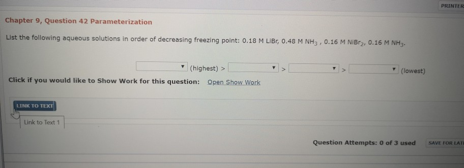 Solved PRINTER Chapter 9, Question 42 Parameterization List | Chegg.com