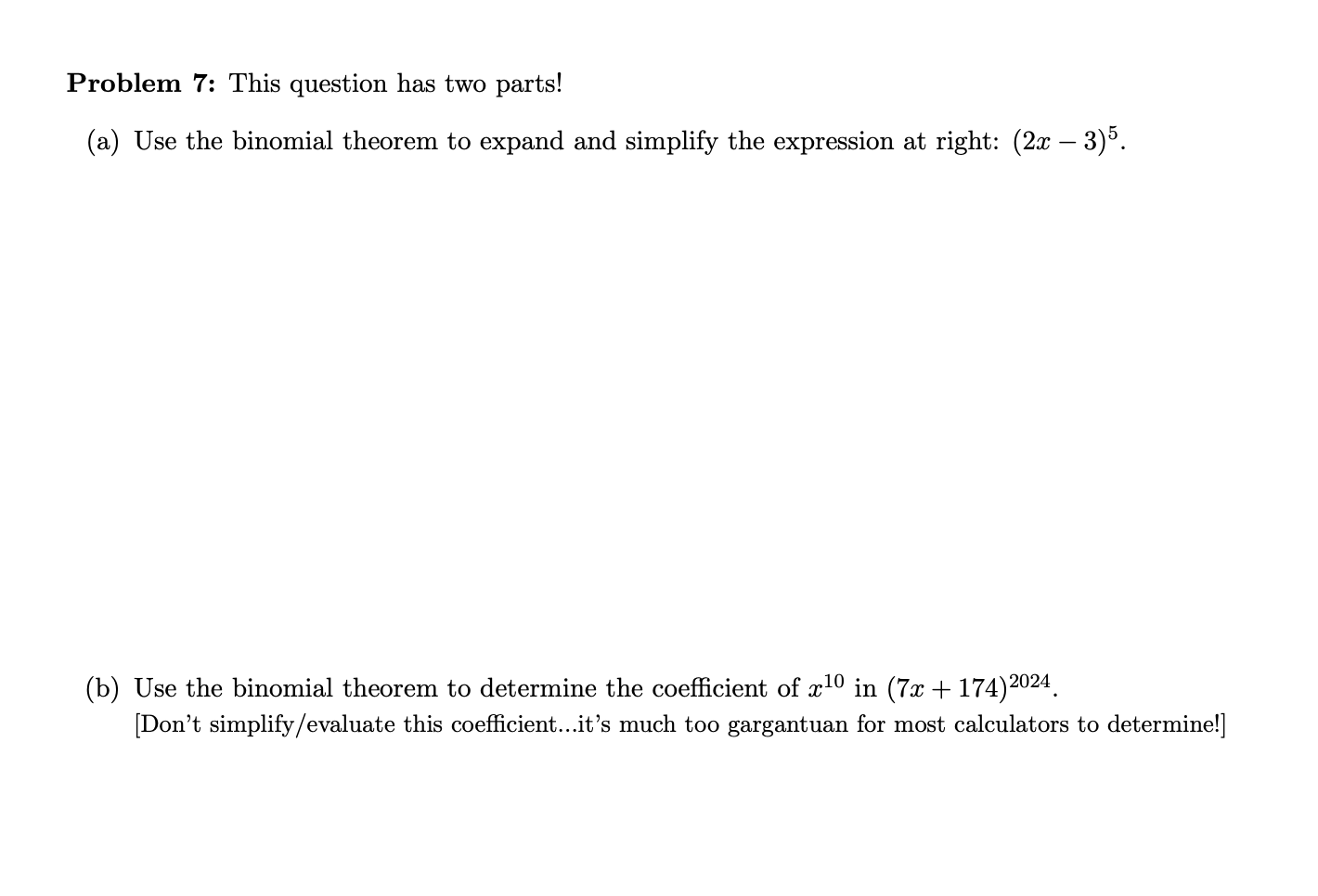 Solved Problem 7: This question has two parts!(a) ﻿Use the | Chegg.com