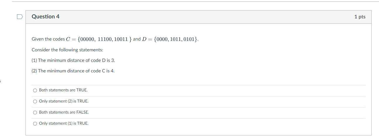 Solved Given the codes C={00000,11100,10011} and | Chegg.com