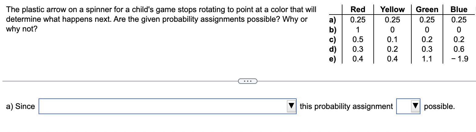 Solved The plastic arrow on a spinner for a child's game | Chegg.com