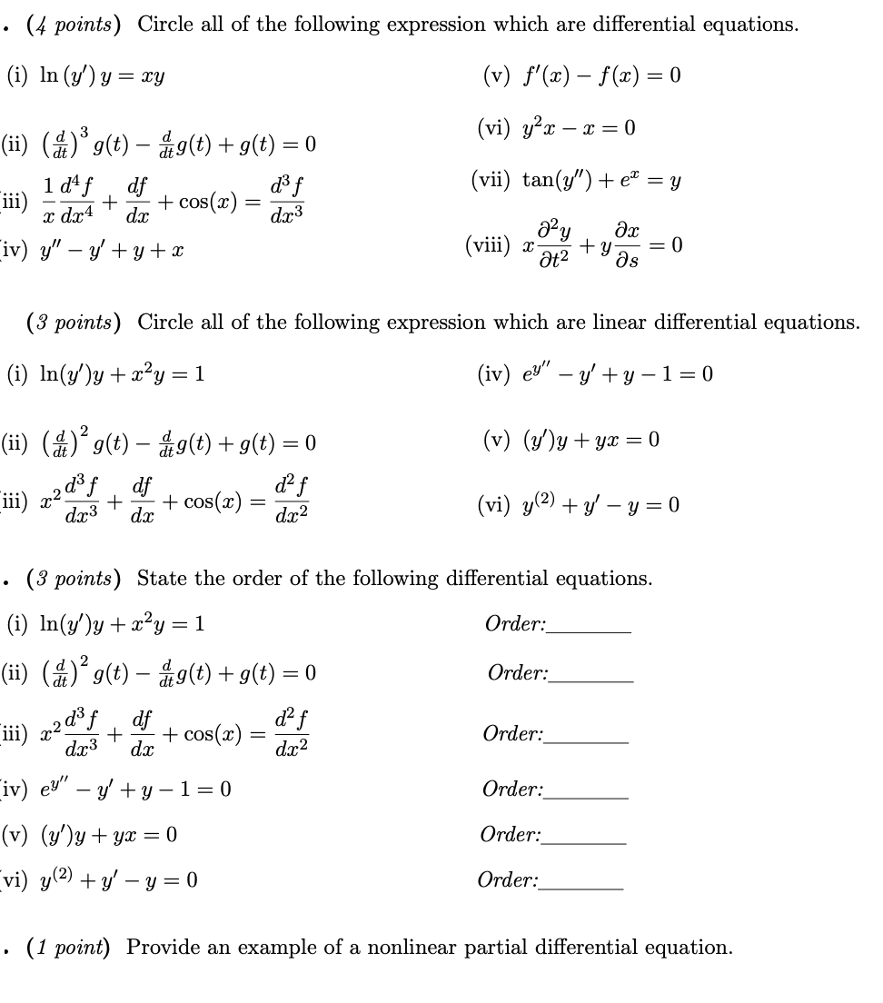 Solved · (4 points) Circle all of the following expression | Chegg.com