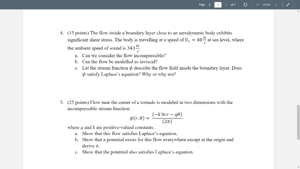 Solved ZOOM 4. (15 points) The flow inside a boundary layer | Chegg.com