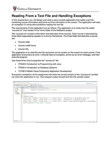 Solved Reading From a Text File and Handling Exceptions In | Chegg.com