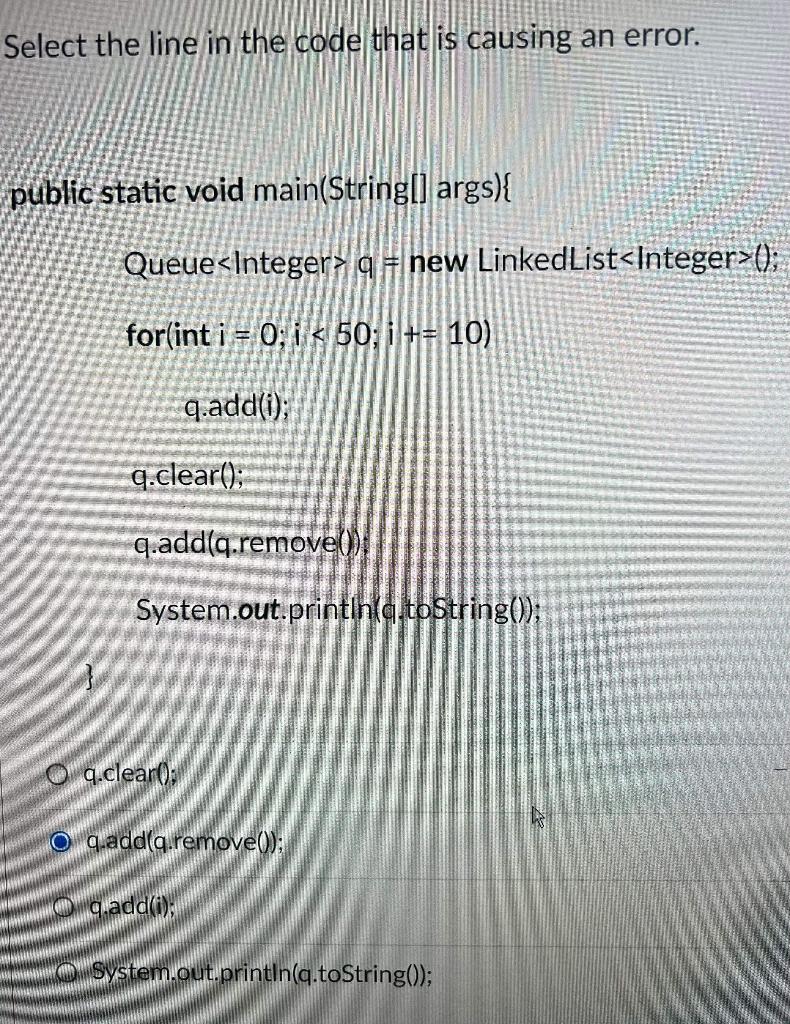 Solved Select the line in the code that is causing an error. | Chegg.com