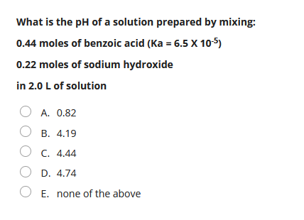Solved What is the pH of a solution prepared by mixing: 0.44 | Chegg.com