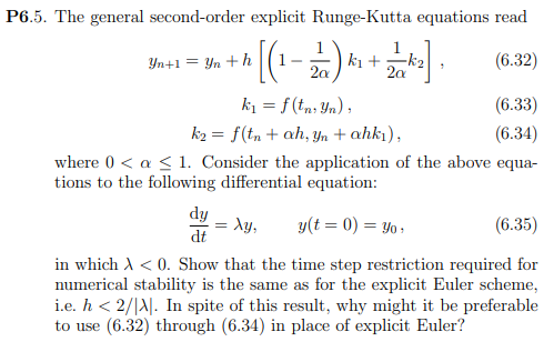 Solved P6.5. The general second-order explicit Runge-Kutta | Chegg.com
