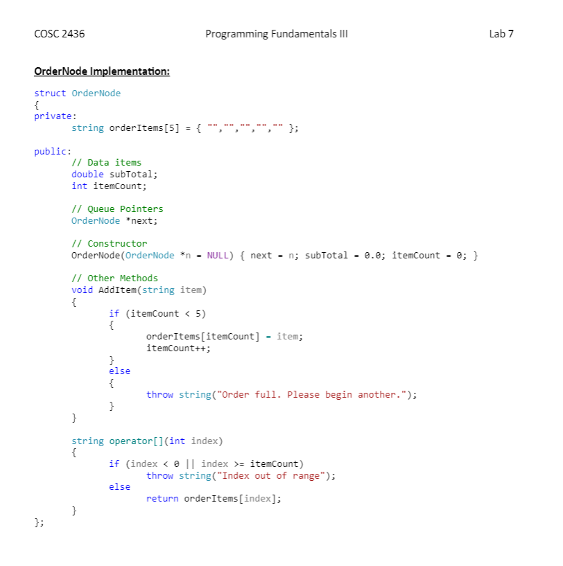 Solved YOUR PROGRAMFor your lab, you will implement a | Chegg.com