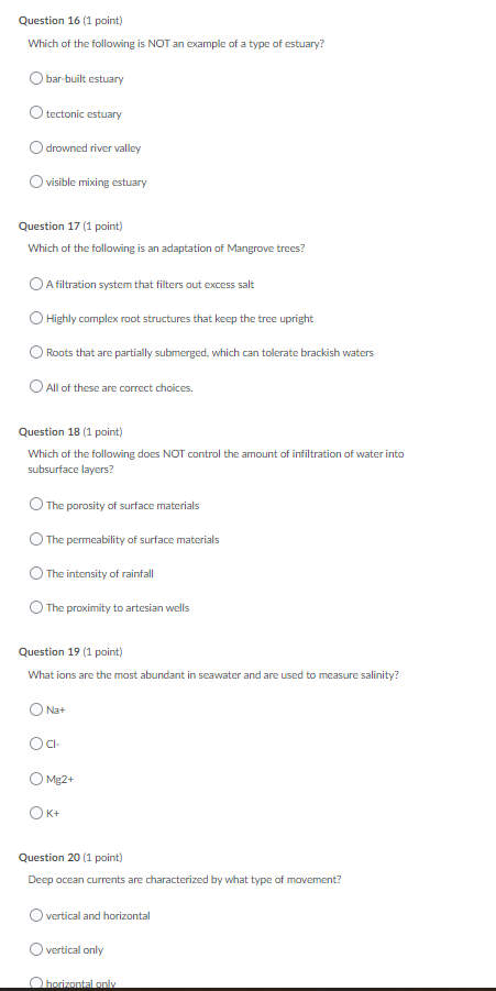 Solved Question 16 (1 point) Which of the following is NOT | Chegg.com