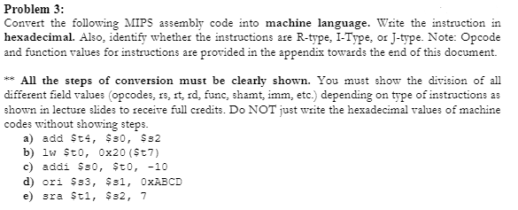 Solved Problem 3: Convert the following MIPS assembly code | Chegg.com