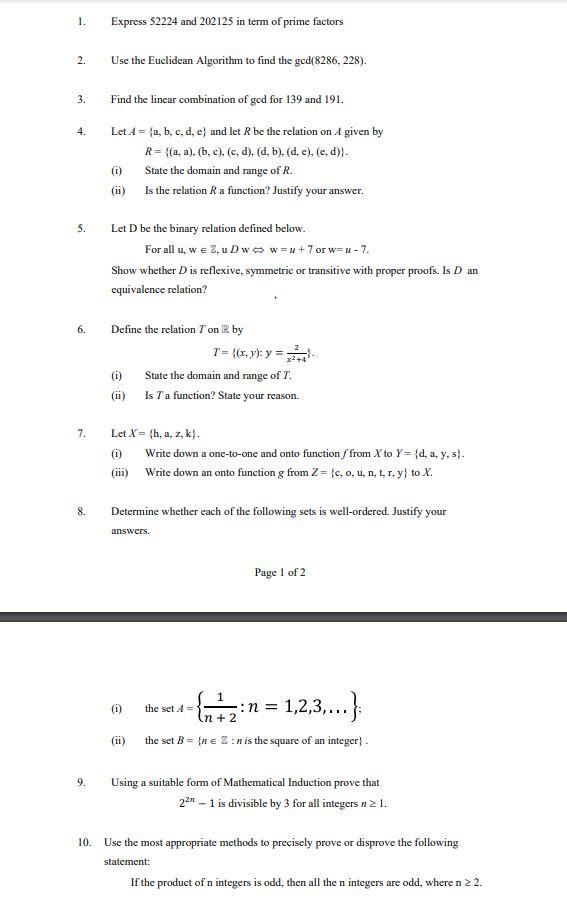 Solved Math221 – Mathematics for Computer Science S1-2021 | Chegg.com