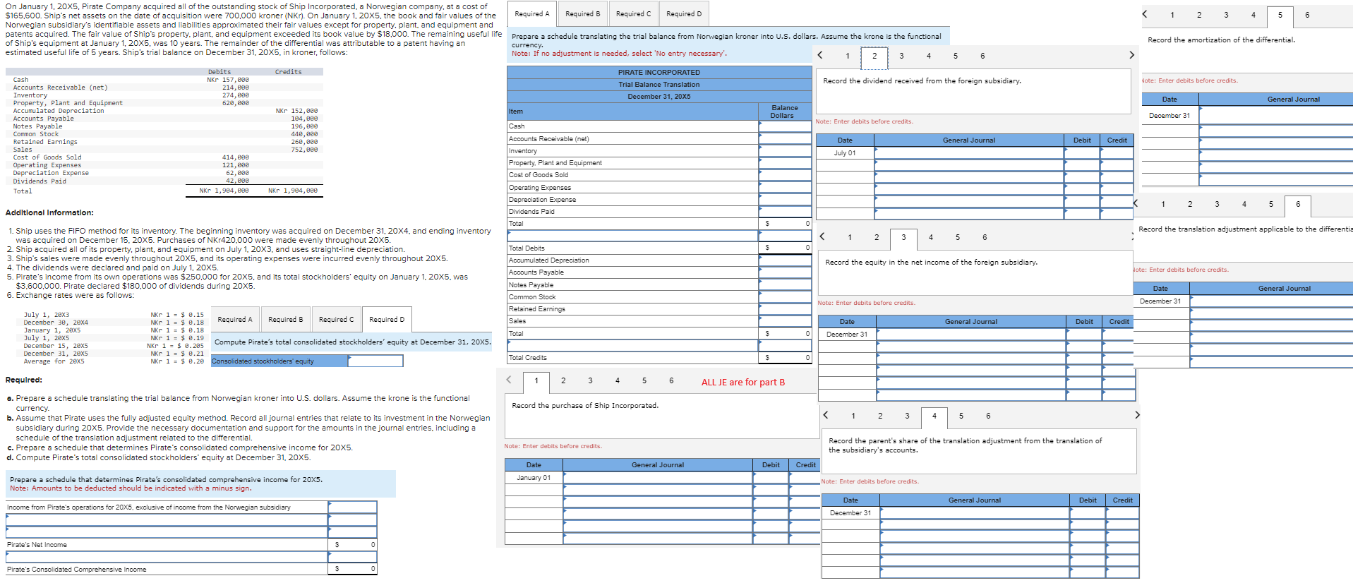 Solved On January 1, 20X5, ﻿Pirate Company acquired all of | Chegg.com
