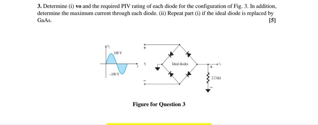 Solved 3. Determine (i) vo and the required PIV rating of | Chegg.com