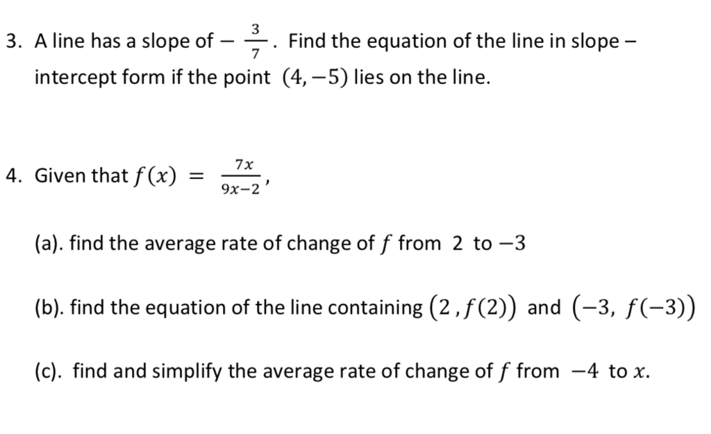 Average Rate Of Change Equation