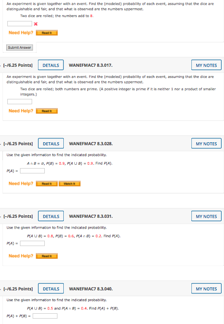 Solved An experiment is given together with an event. Find | Chegg.com