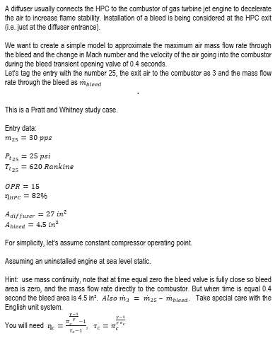 Solved A diffuser usually connects the HPC to the combustor | Chegg.com