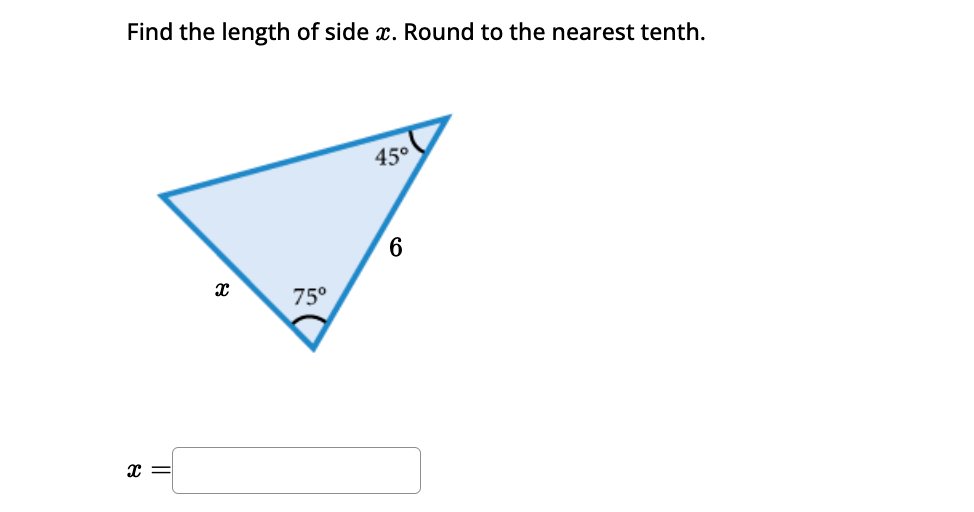 Solved Find the length of side x. ﻿Round to the nearest | Chegg.com