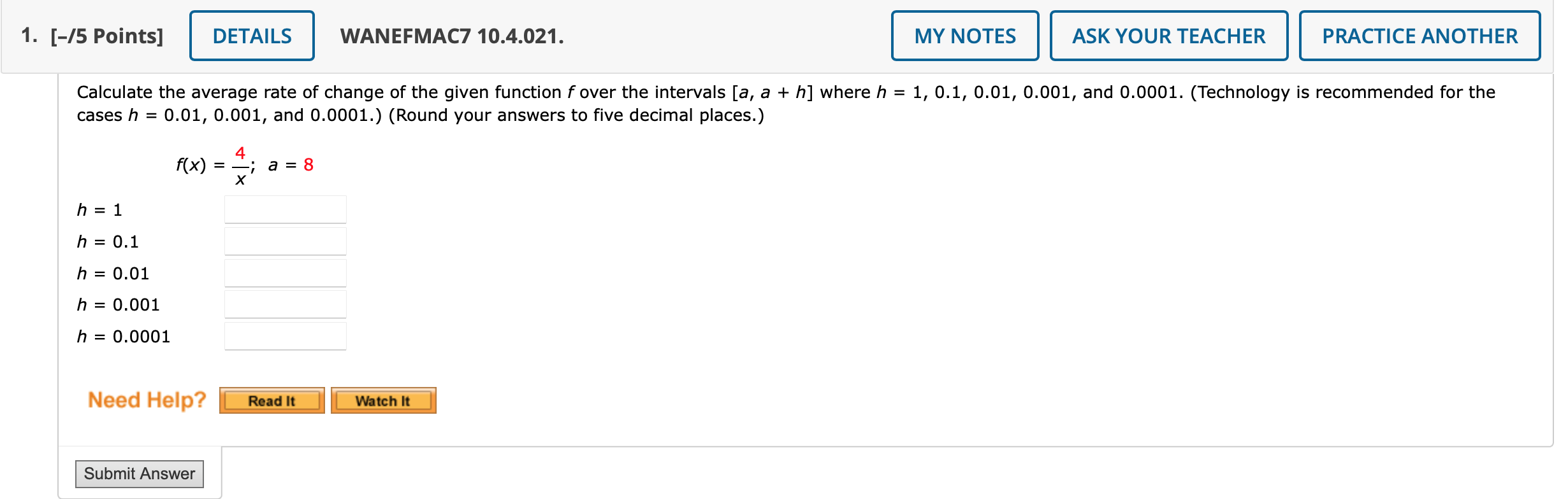 Solved WANEFMAC7 10.4.021. cases h=0.01,0.001, and 0.0001.) | Chegg.com