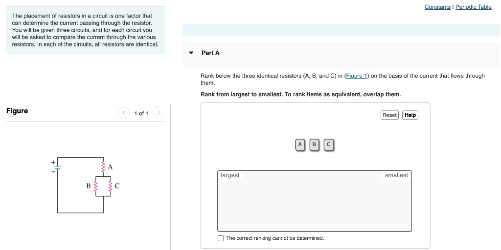 Solved Constants Periodic Table The placement of resistors | Chegg.com