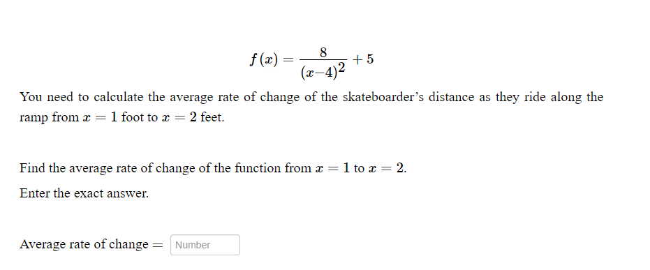 Solved f(x)=8(x-4)2+5You need to calculate the average rate | Chegg.com