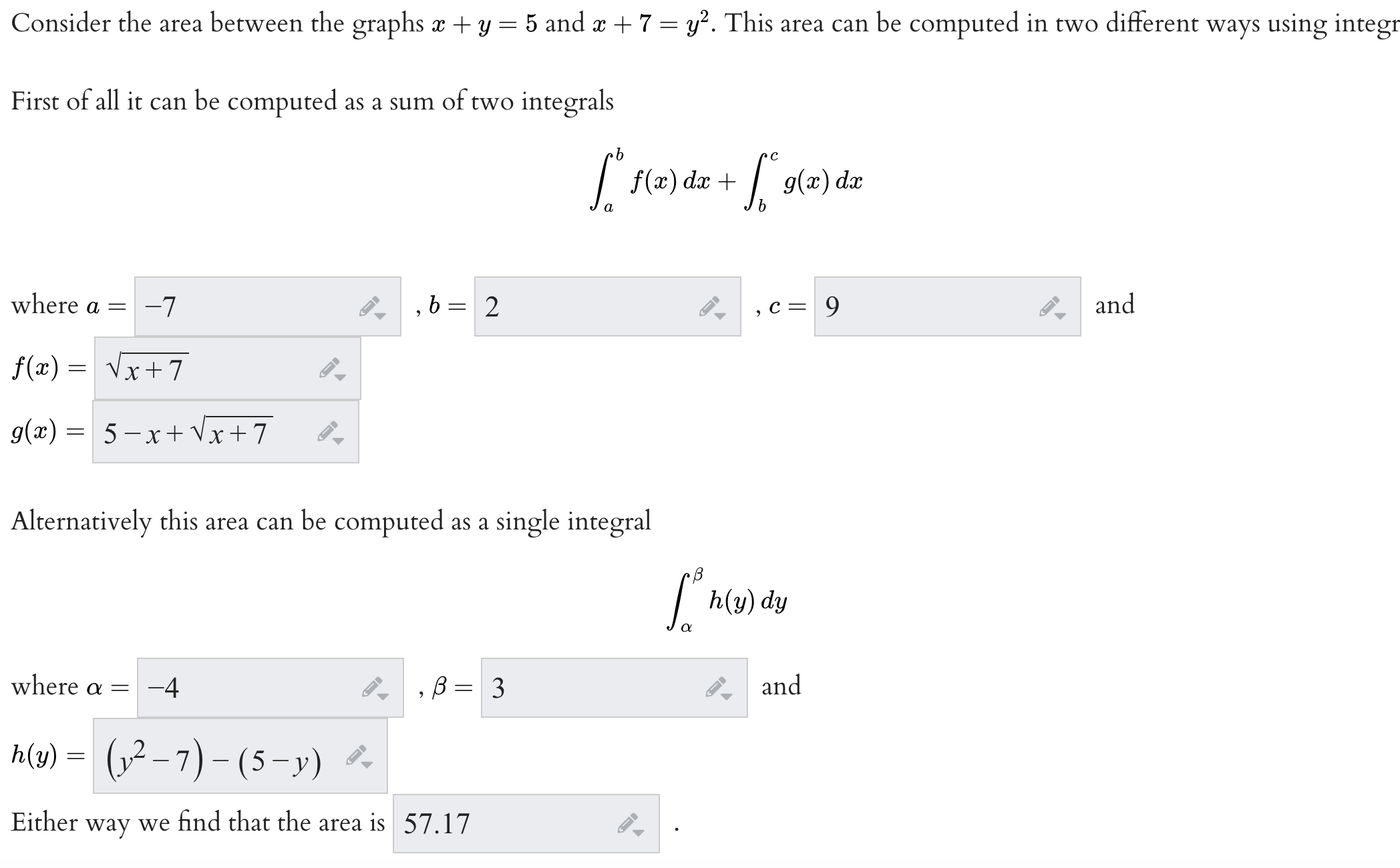 Solved Consider the area between the graphs x+y=5 ﻿and | Chegg.com