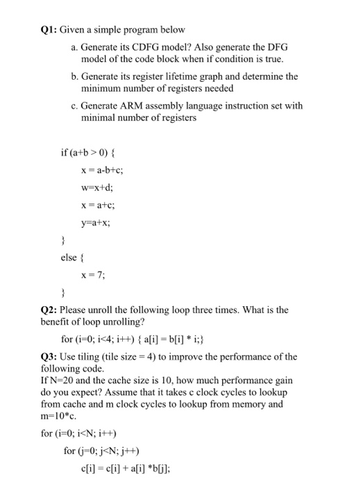 Solved Q1: Given a simple program below a. Generate its CDFG | Chegg.com