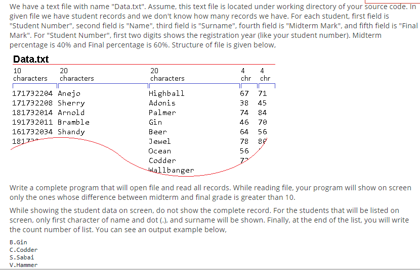 Solved We have a text file with name "Data.txt". Assume, | Chegg.com