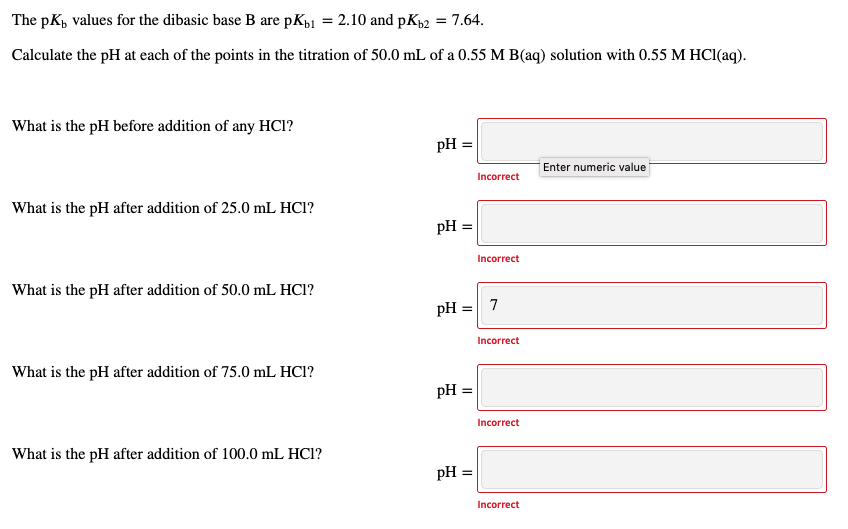 Solved The pKvalues for the dibasic base B are pKb1 = 2.10 | Chegg.com