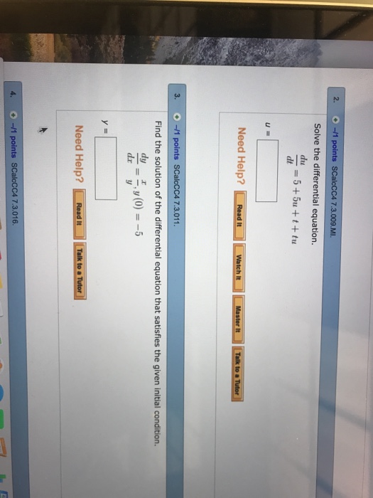 Solved 2. O-1 points SCalcCC4 7.3.009.MI. Solve the | Chegg.com Solved 2. O-1 points SCalcCC4 7.3.009.MI. Solve the | Chegg.com