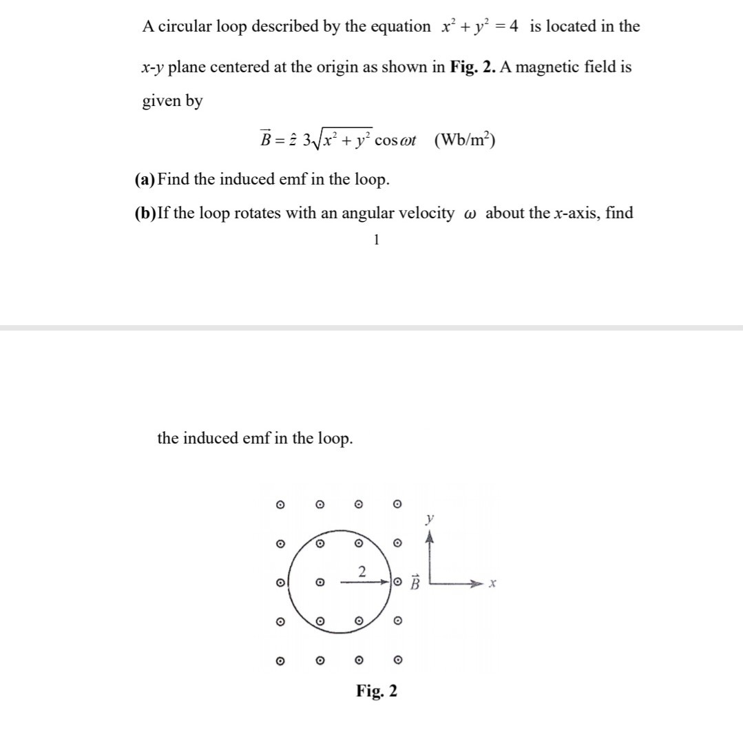 solved-a-circular-loop-described-by-the-equation-x2-y2-4-is-chegg