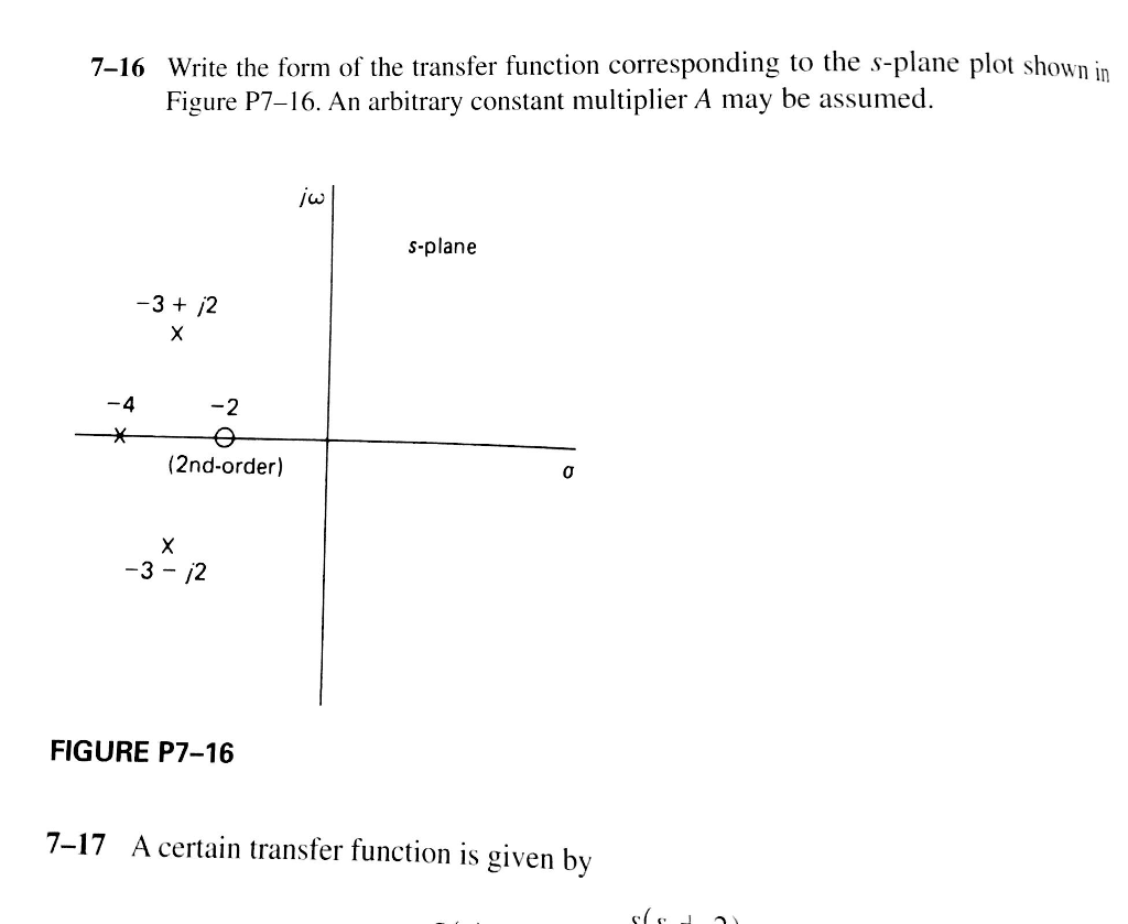 Solved 7-16 Write the form of the transfer function | Chegg.com Solved 7-16 Write the form of the transfer function | Chegg.com