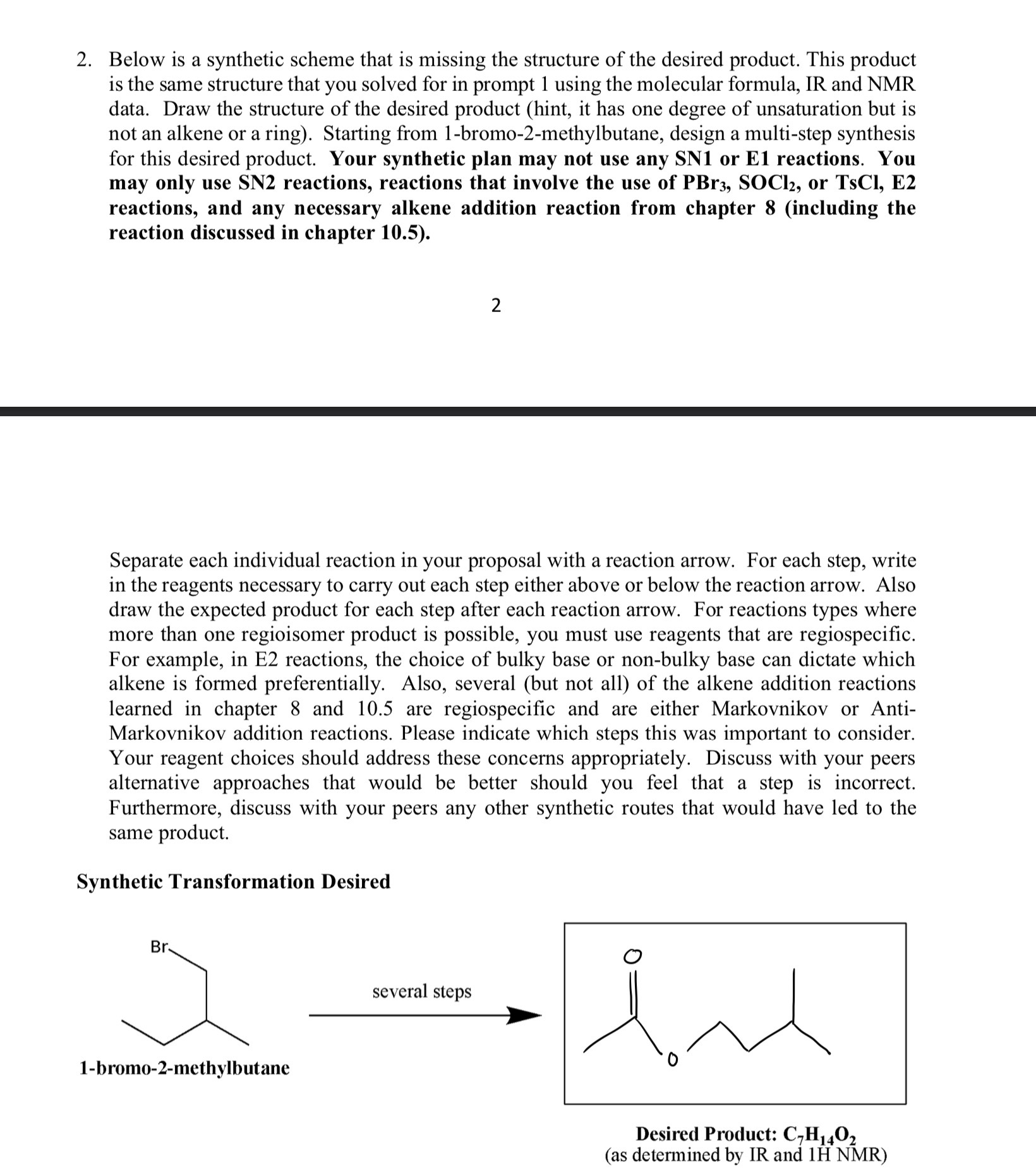 Solved 2. Below is a synthetic scheme that is missing the | Chegg.com
