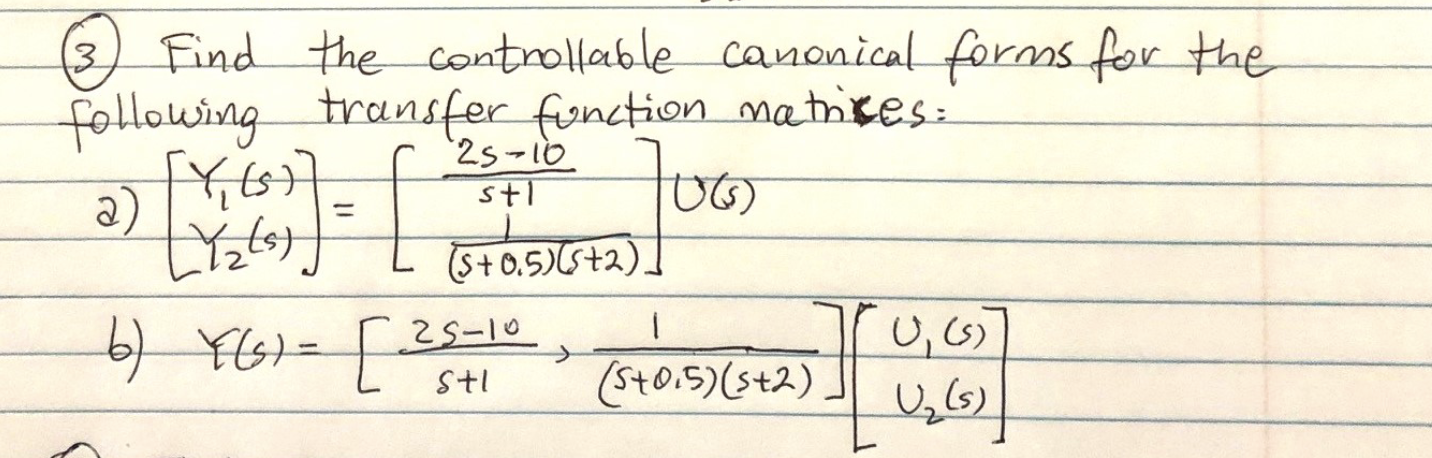 (3) Find the controllable canonical forms for the | Chegg.com