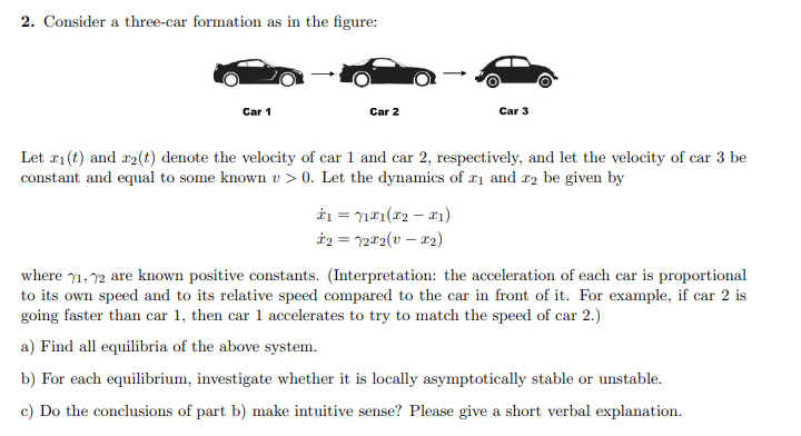 Solved Consider a three-car formation as in the figure:Let | Chegg.com