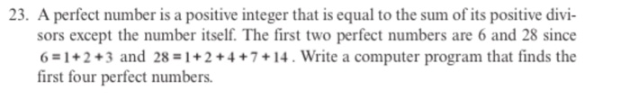 Solved A perfect number is a positive integer that is equal | Chegg.com