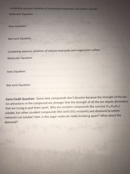 Solved Writing Molecular, Ionic, and Net Ionic Equations | Chegg.com