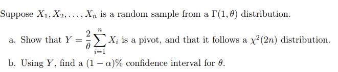 Solved Suppose X1,X2,…,Xn is a random sample from a Γ(1,θ) | Chegg.com