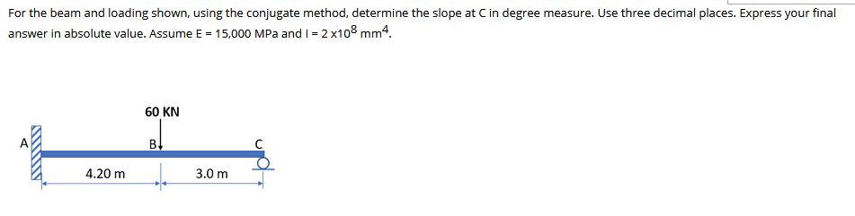 Solved For the beam and loading shown, using the conjugate | Chegg.com