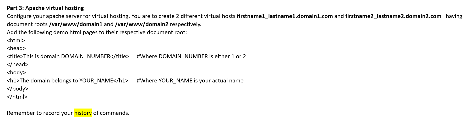 Solved Part 3 Apache Virtual Hosting Configure Your Apache 