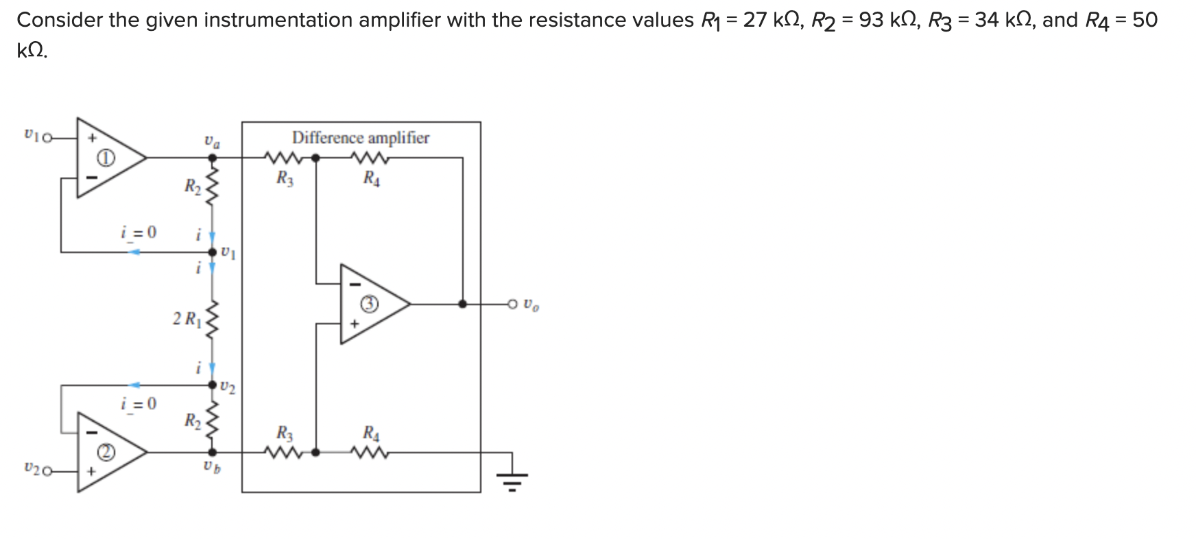 Solved Q1. What is the voltage gain of the instrumentation | Chegg.com